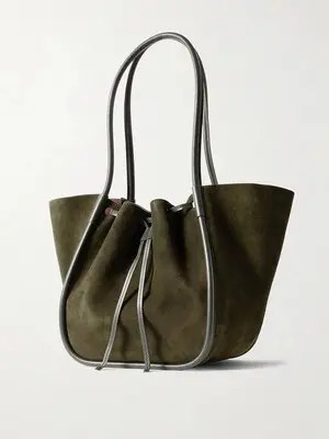 Proenza Schouler Large Suede Tote With Leather Trim - Green