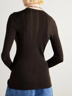 Gabriela Hearst Lillian Pointelle-knit Wool Cardigan