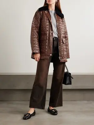 GANNI Cotton Corduroy-trimmed Quilted Recycled-shell Jacket