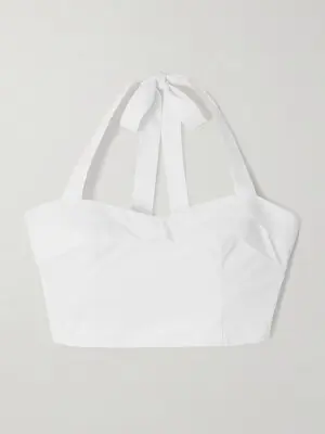 Posse Rue Cotton-poplin Halterneck Bustier Top - Neutrals