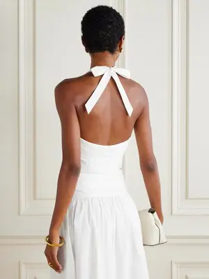 Posse Rue Cotton-poplin Halterneck Bustier Top - Neutrals