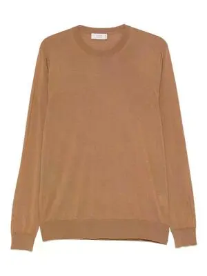 FERRANTE Crew-neck Fine Knit Sweater - Brown