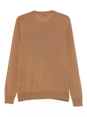 FERRANTE Crew-neck Fine Knit Sweater - Brown