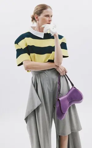 A.W.A.K.E. Mode Knitted Striped Rugby Polo Top