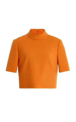 Carolina Herrera Tailored Bi-stretch Wool Mockneck Top - Orange