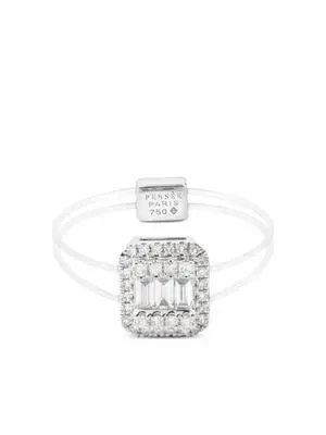 PERSEE 18ct White Gold Radiant-cut Diamond Ring - Silver