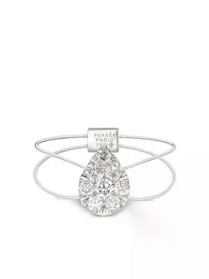 PERSEE 18ct White Gold Floating Pear Diamond Ring - Silver