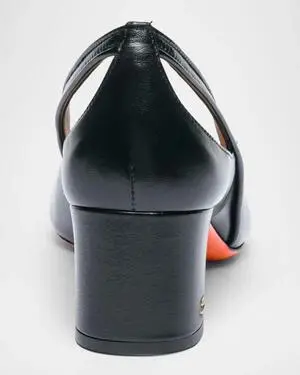 Santoni Cut-out Leather Pumps - Black
