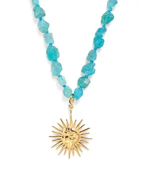 HERMINA ATHENS Gold-plated Apatite Sun Necklace - Blue