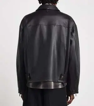 WOOYOUNGMI Leather Zip Up Jacket