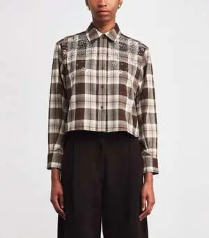 Maje Check Rhinestone-embellished Shirt