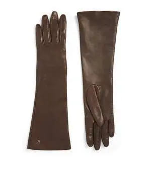 Max Mara Leather Long Gloves - Beige