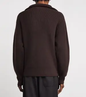 Officine Générale Merino Wool Quarter-zip Ribbed Sweater