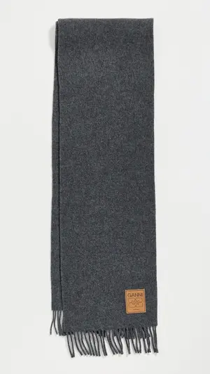 GANNI Double Face Wool Solid Scarf