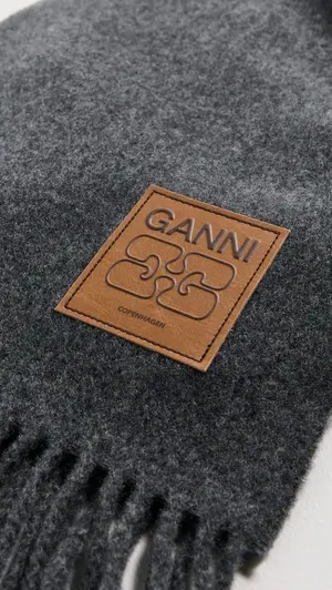 GANNI Double Face Wool Solid Scarf