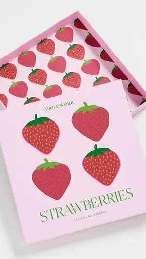 PIECEWORK Strawberry Cocktail Napkins Set Of 4