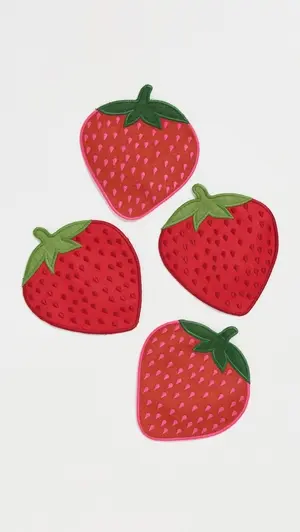 PIECEWORK Strawberry Cocktail Napkins Set Of 4