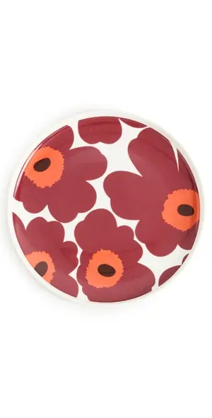 Marimekko Oiva Unikko Plate - White/red
