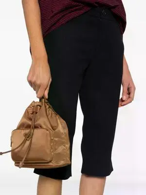Prada Drawstring Pocket Satchel - Brown