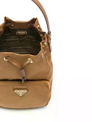 Prada Drawstring Pocket Satchel - Brown