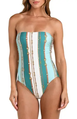 L'Agence Belted Stripe One-piece Swimsuit