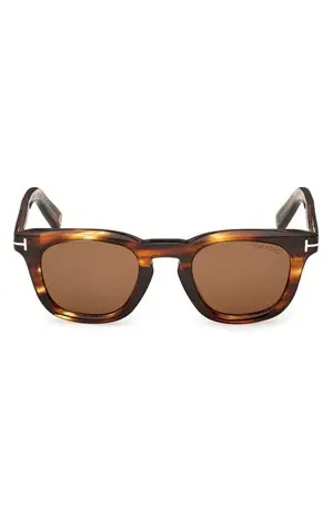 TOM FORD 48mm Square Sunglasses - Striped Brown Havana /brown