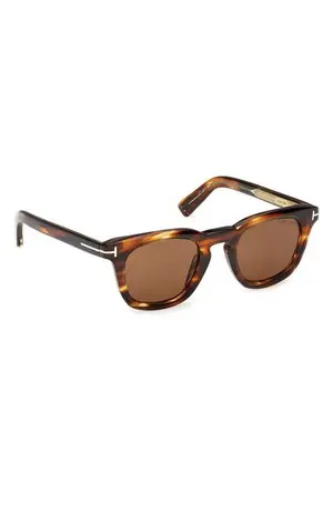 TOM FORD 48mm Square Sunglasses - Striped Brown Havana/brown