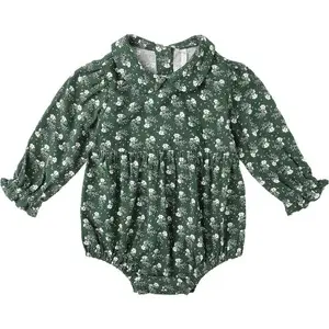 RYLEE + CRU Cora Ditsy Floral Print Linen Blend Bubble Romper - Green