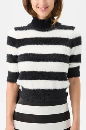 Trina Turk Mali Striped Sweater - Black/winter White