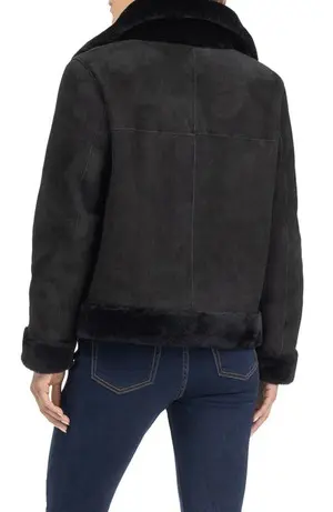 Gorski Merino Genuine Shearling Zip Jacket - Black