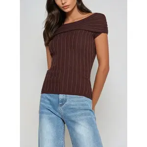 SISTERLY Amélie Off-shoulder Ribbed Contour Top