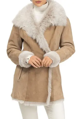 Gorski Merino Genuine Shearling Short Jacket - Arctic Beige Brisa