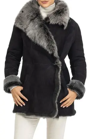 Gorski Merino Genuine Shearling Short Jacket - Black Brisa