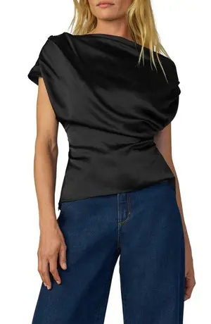 Joe's Jeans The Isla Drape One-shoulder Satin Top