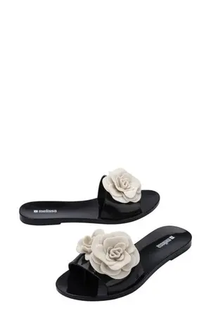 Melissa Babe Petals Slide Sandal - Black/beige