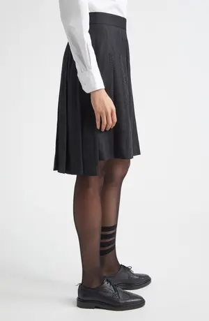 Thom Browne Drop Back Pleated Wool Skirt