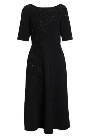 Carolina Herrera Embroidered Bateau Neck Midi Dress