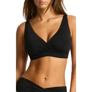 SEA LEVEL Essentials Edit Cross Front Bikini Top - Black