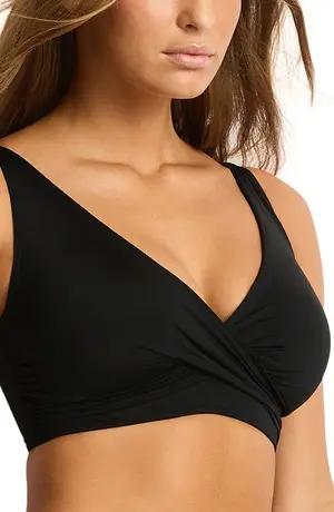 SEA LEVEL Essentials Edit Cross Front Bikini Top - Black