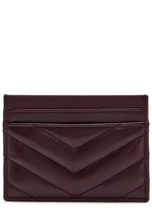 Saint Laurent Cassandre Quilted Card Holder - Burgundy