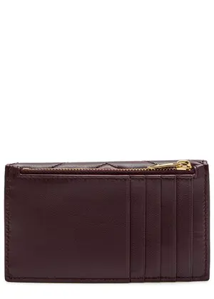 Saint Laurent Cassandre Quilted Card Holder - Burgundy