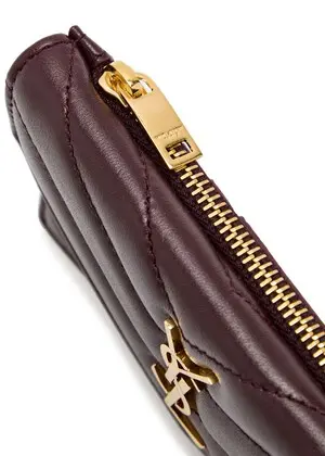 Saint Laurent Cassandre Quilted Card Holder - Burgundy