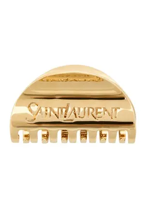 Saint Laurent Logo-engraved Brass Claw Clip - Gold