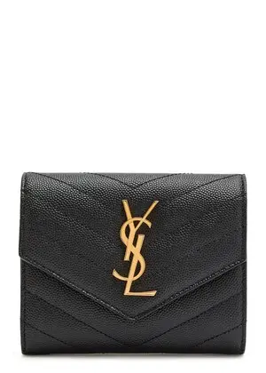 Saint Laurent Logo-plaque Quilted Envelope Wallet - Black