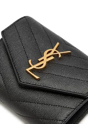 Saint Laurent Logo-plaque Quilted Envelope Wallet - Black