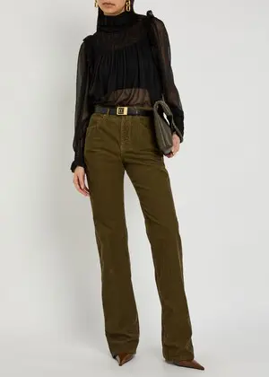 Saint Laurent Ruffled Sheer Silk Blouse
