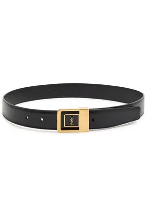 Saint Laurent Logo-engraved Leather Belt - Black