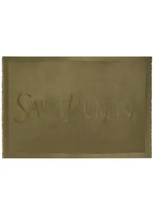 Saint Laurent Logo-jacquard Wool Scarf - Khaki