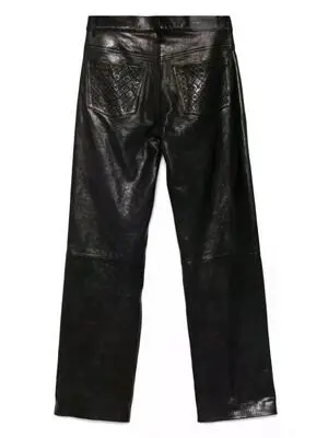 MARINE SERRE Monogram-embossed Leather Trousers
