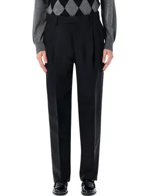 FERRAGAMO Tailored Wool Trousers With Pleats - Black